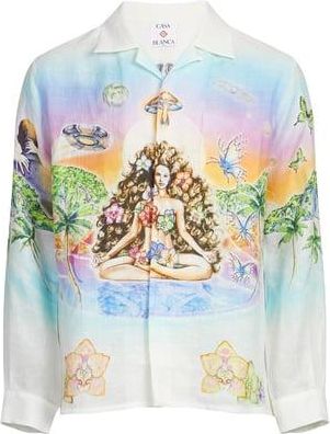 Casablanca Chemise Innocence imprim&eacute;e en lin