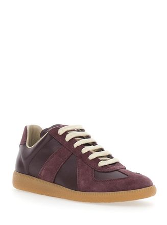 Maison Margiela Womens Low Top Sneakers Brown Leather And Suede Calf Trainers