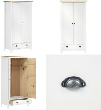 vidaXL Kleiderschrank mit 2 T&uuml;ren Hill Wei&szlig; 89x50x170 cm Kiefernholz - Holzschrank - Kleiderschrank - Schlafzimmerm&ouml;bel - Wei&szlig;er Kleiderschrank - Moderner