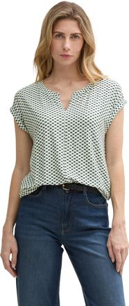 Tom Tailor Damen 1046404 T-Shirt, 38005-green White Tile minimal, XXL