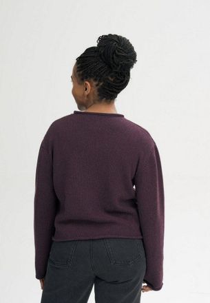 Mela Strickpullover Rollsaum Strickpullover Style GEETHA Gerollter Kragen, Saum und gerollte B&uuml;ndchen
