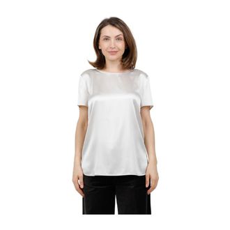 Max Mara Kurz&auml;rmeliges Satin-T-Shirt aus gewaschener Stretch-Seide - - Blouses & Shirts - Damen - Beige - XL