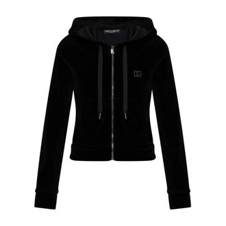 Dolce & Gabbana Velours Sweat &agrave; capuche - Femme - Sweatshirts et sweats &agrave; capuche - Noir - Taille: 38 FR