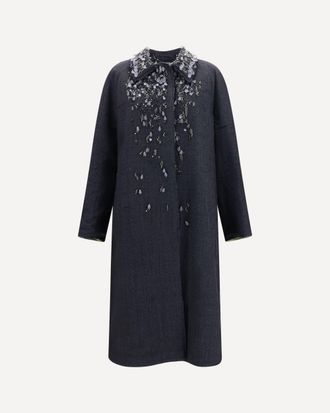 Prada Single-breasted moulin&eacute; Prince of Wales and embroidered twill Coat Female 42