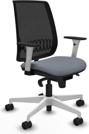 Piqueras y Crespo Drehbarer Schreibtischstuhl mit Ringrollen mit wei&szlig;en und schwarzen Armlehnen, h&ouml;henverstellbare Lendenwirbelst&uuml;tze, mit 5 Positionen, Schwarz/Grau