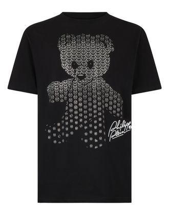 Philipp Plein Round Neck T-Shirt Teddy Strass Teddy Bear