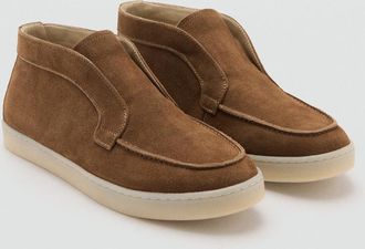 Mango Bottines cuir et croûte de cuir marron - Homme - 39 - MANGO MAN