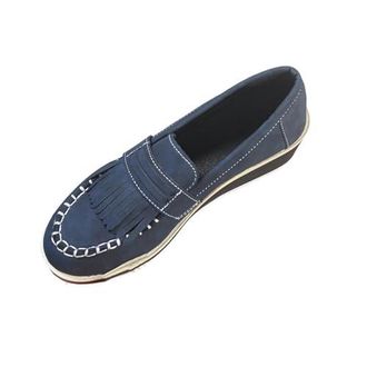 Generic Mocassins pour femme - Large largeur - Chaussures de marche &agrave; pompons - Couleur unie - Classiques - &Eacute;l&eacute;gantes - Respirantes - Confortables - Chaussure