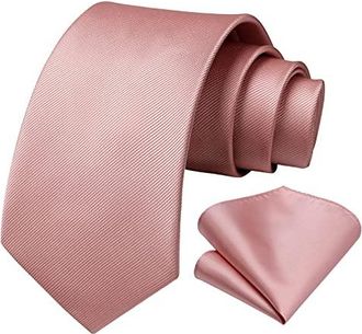 Hisdern 3.3 Rose Rose Cravate et Ensemble de Pochette de Poche Cravate en Soie Formelle dAffaires de Mariage pour Hommes - Plusieurs Couleurs