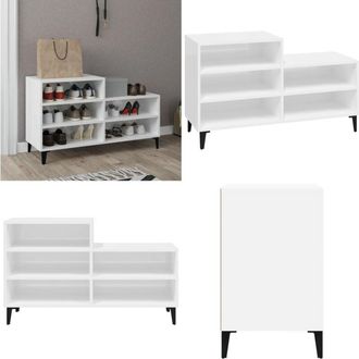 vidaXL Vidaxl - Schuhregal Hochglanz-Wei&szlig; 102x36x60 cm Holzwerkstoff - Schuhregal - Schuhschrank - Aufbewahrungssystem - Garderobe - Wohnraumorganisation