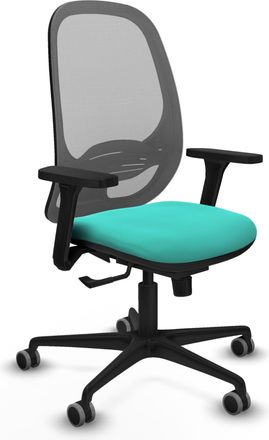 Piqueras y Crespo Computerstuhl mit 3D-Armen, h&ouml;henverstellbare Lendenwirbelst&uuml;tze, ausgestattet mit 3 Positionen und Schneideschaum, Grau/T&uuml;rkis