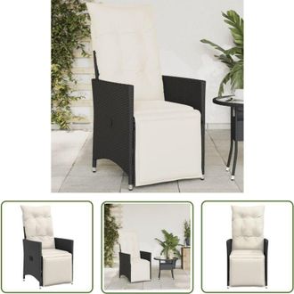 vidaXL Gartensessel Verstellbar mit Kissen Schwarz Poly Rattan - Gartenstuhl - Relaxsessel - Loungesessel - Outdoor M&ouml;bel - Rattan Sessel - The Living Store