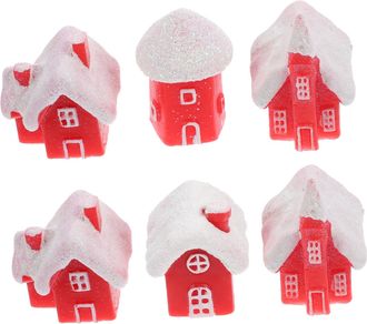 IFUNDOM 6stücke Miniatur Weihnachtsdeko Teiliges Niedliche Resin Schneehaus Figuren Für Tisch Und Desktop-Dekoration Für Weihnachtsfeiern Und Winterlandschaft
