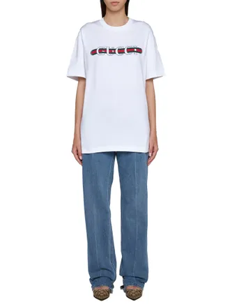 Gucci Womens Printed Cotton Jersey T-Shirt White T-Shirts & Jerseys