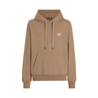 Dolce & Gabbana Kaffeebrauner Logo Plaque Hoodie - - Sweatshirts & Hoodies - Herren - Braun - L