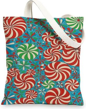 Generic Sacs fourre-tout en toile colorés, motif tourbillon amusant, sacs à provisions réutilisables, rétro, légers, lavables avec bandoulière, coloré, 13x15 