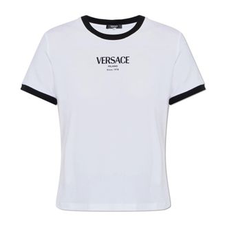 Versace Stretch Viscose-Jersey T-Shirt - - Tops - Damen - Wei&szlig; - M