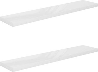 Generic Schwebendes Wandregal, 4 St&uuml;ck, MDF, Hochglanz-Wei&szlig;, Schwebendes Regal, 23/40/50/60/80/90/120 cm, Wandregal f&uuml;r Wohnzimmer/Arbeitszimmer/Bad/K&uuml;che (12