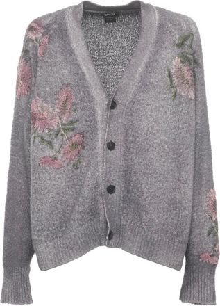 Avant Toi Femme, Pulls, Gris, Taille: 38 FR Cardigan Boutonn&eacute; Fleuri