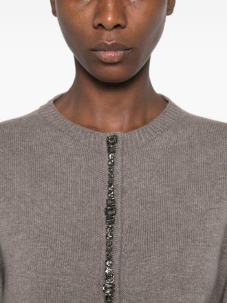 Fabiana Filippi Bead-Embellished Wool Cardigan - Brown