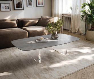 DELIFE Couchtisch Edge Boot 140x80 cm Keramik Beton Grau Lumia Acryl, Couchtische