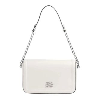 Karl Lagerfeld Femme, Sacs, Blanc, Taille: ONE Size Essentials Medium Flap Shoulder Bag
