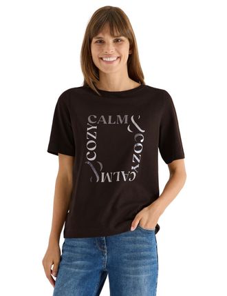 Cecil T-Shirt mit Frontprint Tartufo Brown XXL