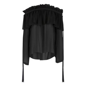 Nina Ricci Seidentop mit U-Boot-Ausschnitt und Schleife - - Blouses & Shirts - Damen - Schwarzk - M