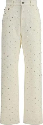 Golden Goose Femme, Jeans, Blanc, Taille: W27 Pantalon Brod&eacute; de Perles et de Cristaux