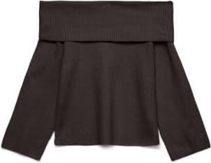 Vero Moda Offshoulder Pullover Vmaries Ls Pull &agrave; &eacute;paules d&eacute;nud&eacute;es BF, G&acirc;teau au Chocolat, M Femme