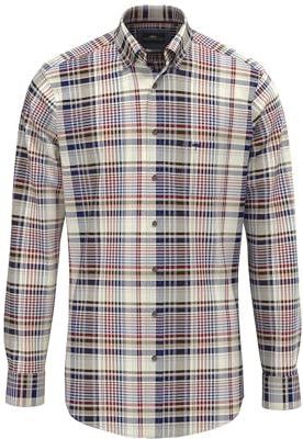 Fynch-Hatton Chemise en coton avec motif &agrave; carreaux et col boutonn&eacute;, Garnet Red, XXL