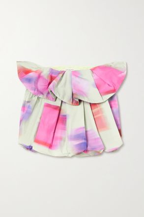 Dries Van Noten Tr&auml;gerloses Oberteil Aus Bedrucktem Cr&ecirc;pe Mit R&uuml;schen - Wei&szlig;