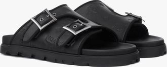 MCM Sandalen aus Leder mit gepr&auml;gtem Monogramm