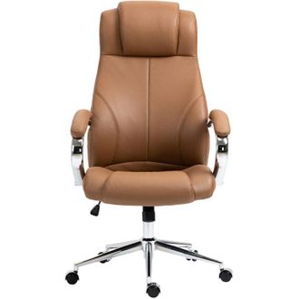 Clp Chaise de bureau exclusive avec une apparence moderne en cuir r&eacute;el en diff&eacute;rentes couleurs colore : brun clair