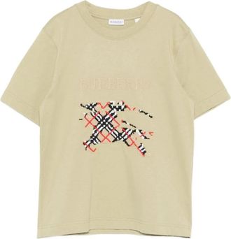 Burberry T-Shirt mit besticktem Logo und Horseferry-Print - - Tops - Damen - Gr&uuml;n - XS
