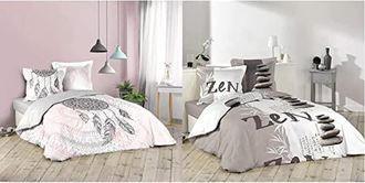 Douceur d'Int&eacute;rieur Douceur dint&eacute;rieur Parure 3 pi&egrave;ces 240 x 220 cm Imprime 42 Fils Dessin Place Namaste & Douceur dint&eacute;rieur 1641550 Galets Zen Parure avec 2 Taies dorei