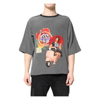 Dolce & Gabbana Seiden T-shirt mit Grafikdruck - - Tops - Herren - Mehrfarbig - M