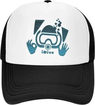 Generic Casquette de Baseball personnalis&eacute;e plong&eacute;e sous Marine Bleu Turquoise iDive OK Protection Solaire Unisexe Ajustable Style Trucker id&eacute;ale pour l&eacute;t&eacute; et