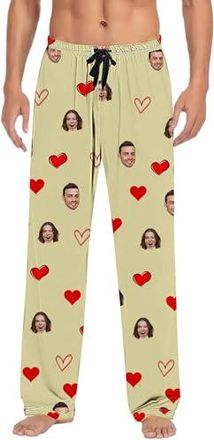 Generic Pantalon de pyjama pour couple - Pour la Saint-Valentin - Imprim&eacute; en 3D - D&eacute;contract&eacute; - Ample - Pour homme, beige, XXL