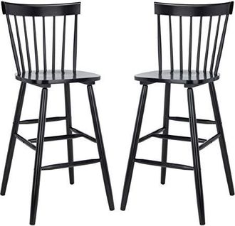 Safavieh Modern Bar & Counter Stool - Set of 2 - with a Back, in Black, 53 X 49 X 111