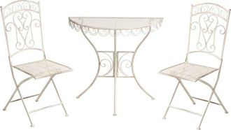 Beliani Ensemble de Bistrot de Jardin Vintage en M&eacute;tal Cadre en Fer Table et Chaises Beige Clair Juina