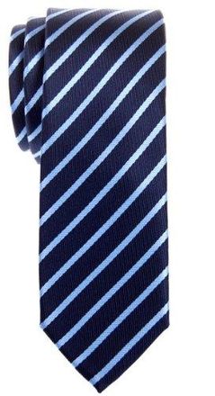 Retreez Cravate fine ray&eacute;e en microfibre tiss&eacute;e - Bleu - Taille Unique