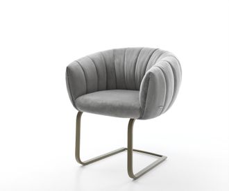 DELIFE Freischwinger Jada-Flex Samt Grau Freischwinger flach Effektfinish Titan Taschenfederkern, Esszimmerst&uuml;hle