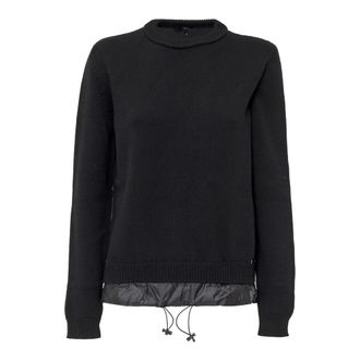 Fay Crewneck Pullover mit Kordelzug - - Knitwear - Damen - Schwarzk - S