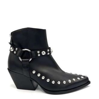 Elena Iachi Schwarze Texano-Lederstiefel mit Rei&szlig;verschluss - - Shoes - Damen - Schwarzk - 37 EU