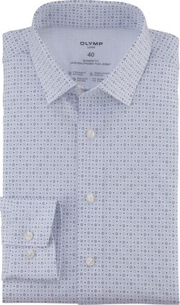 Olymp Herren Oberhemd Langarm Luxor 24/Seven,Rotationsprint auf Jersey,439 Modern-fit-Jerseyshirt-01,13 New Kent,Weiss 00,41
