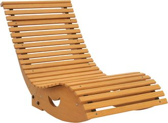 OUTSUNNY Schaukelstuhl, Schaukelliege Holz, Gartenliege, Ergonomisch Schwingstuhl mit S-Form, Kippschutz, bis 120 kg belastbar f&uuml;r Balkon, Terrasse, Hellbraun,