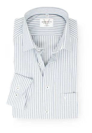 Marvelis Herren Businesshemd Langarm Non-Iron Modern Fit,Gestreift,New Kent, Kragenweite:42