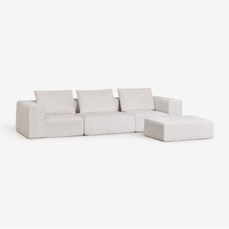 Sklum 3-teiliges modulares Sofa und Pouf aus Chenille, vakuumverpackt Norridge