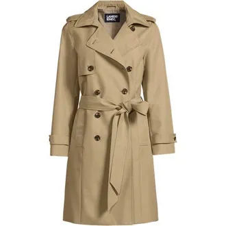 Lands End Wasserabweisender Trenchcoat, Damen, Größe:52-54 plus, Braun, Polyester, by Lands End